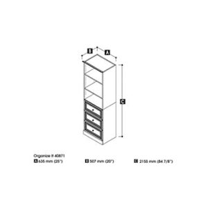 Bestar Versatile Shelving Unit with 3 Drawers in White, 25W