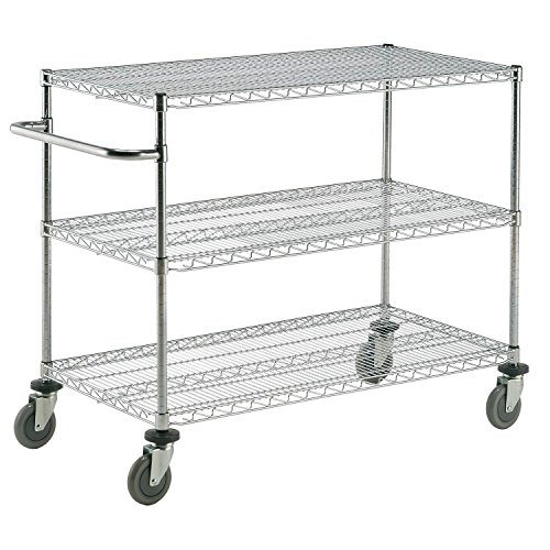 Nexel 3 Adjustable Wire Shelves Shelf Cart, Chrome Finish, 24"W x 36"L