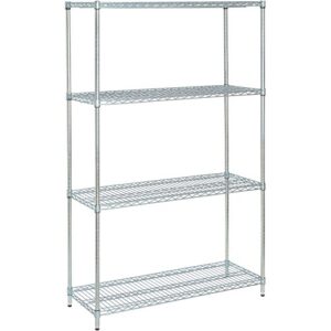 nexel 4-shelf wire shelving unit, clear epoxy finish, 21" w x 24" l x 63" h