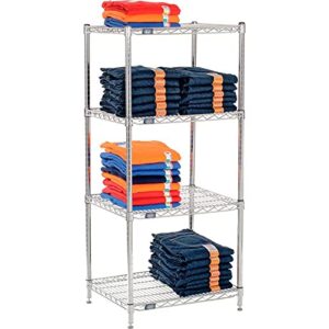 Nexel Adjustable Wire Shelving Unit, 4 Tier, Commercial Dry Storage Rack, 21" x 30" x 63", Chrome