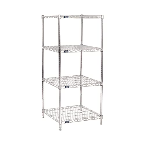 Nexel 24" x 24" x 63", 4 Tier Adjustable Wire Shelving Unit, NSF Listed Commercial Storage Rack, Chrome Finish, leveling feet