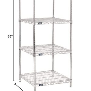 Nexel 24" x 24" x 63", 4 Tier Adjustable Wire Shelving Unit, NSF Listed Commercial Storage Rack, Chrome Finish, leveling feet