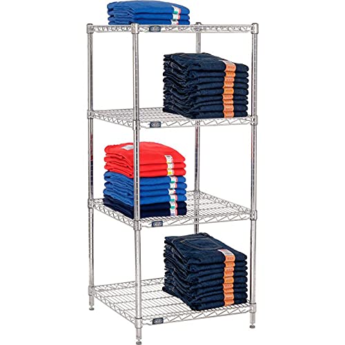 Nexel 24" x 24" x 63", 4 Tier Adjustable Wire Shelving Unit, NSF Listed Commercial Storage Rack, Chrome Finish, leveling feet