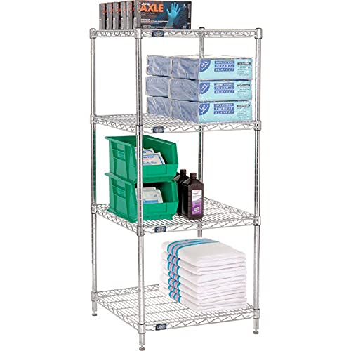 Nexel 24" x 24" x 63", 4 Tier Adjustable Wire Shelving Unit, NSF Listed Commercial Storage Rack, Chrome Finish, leveling feet