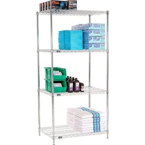 Nexel Adjustable Wire Shelving Unit, 4 Tier, Commercial Dry Storage Rack, 24" x 36" x 86", Chrome