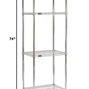 Nexel 18" x 24" x 74", 4 Tier Adjustable Wire Shelving Unit, NSF Listed Commercial Storage Rack, Chrome Finish, leveling feet