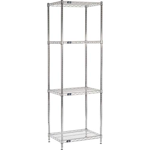 Nexel 18" x 24" x 74", 4 Tier Adjustable Wire Shelving Unit, NSF Listed Commercial Storage Rack, Chrome Finish, leveling feet