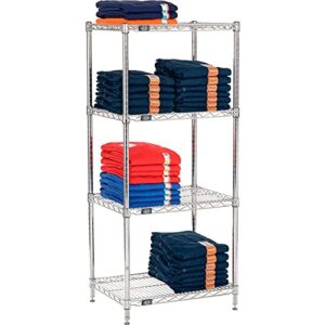 Nexel 18" x 30" x 63", 4 Tier Adjustable Wire Shelving Unit, NSF Listed Commercial Storage Rack, Chrome Finish, leveling feet