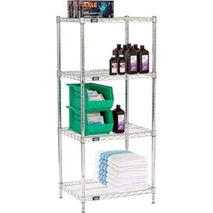 Nexel 18" x 30" x 63", 4 Tier Adjustable Wire Shelving Unit, NSF Listed Commercial Storage Rack, Chrome Finish, leveling feet