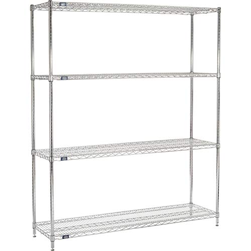 Wire Shelving Starter Unit, 4 Tier, Chrome