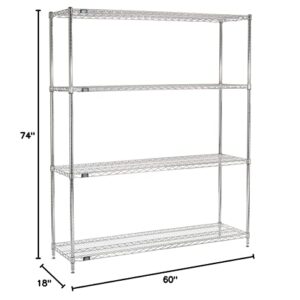 Wire Shelving Starter Unit, 4 Tier, Chrome