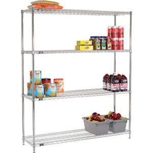 Wire Shelving Starter Unit, 4 Tier, Chrome