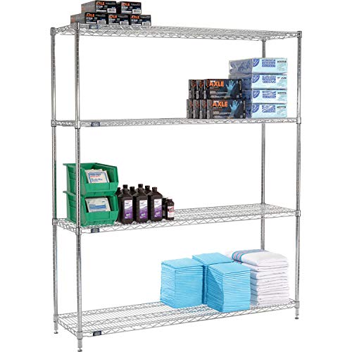 Wire Shelving Starter Unit, 4 Tier, Chrome