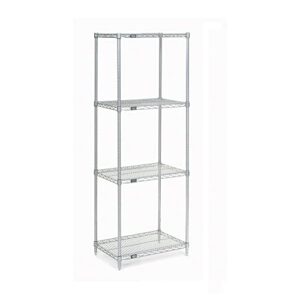 nexel 4-shelf wire shelving unit, silver finish, 24" w x 24" l x 74" h