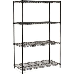 nexel 24" x 30" x 63", 4 tier adjustable wire shelving unit, nsf listed commercial storage rack, black epoxy finish, leveling feet