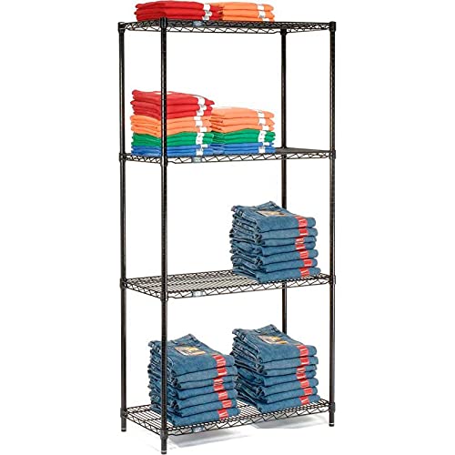 Nexel 24" x 30" x 63", 4 Tier Adjustable Wire Shelving Unit, NSF Listed Commercial Storage Rack, Black Epoxy Finish, Leveling feet