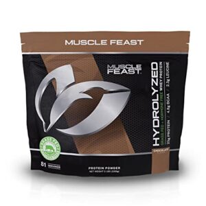 muscle feast grass-fed hydrolyzed whey protein powder, all natural hormone-free, chocolate, 5lb