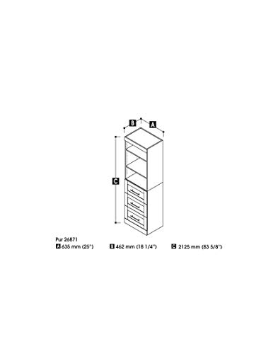 Bestar Pur 25W Storage Unit with 3 Drawers in white