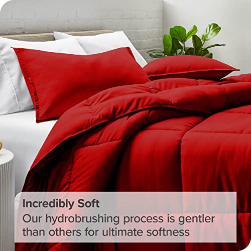 Bare Home Comforter Set - Twin/Twin Extra Long Size - Ultra-Soft - Goose Down Alternative - Premium 1800 Series - All Season Warmth (Twin/Twin XL, Red)