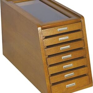 Collector's Knife Display Case Tool Storage Holder Cabinet Drawers Pocket Watch Collection Showcase Walnut Finish