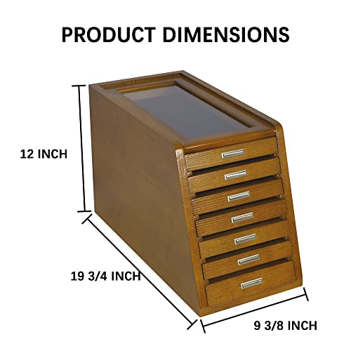 Collector's Knife Display Case Tool Storage Holder Cabinet Drawers Pocket Watch Collection Showcase Walnut Finish