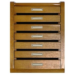 Collector's Knife Display Case Tool Storage Holder Cabinet Drawers Pocket Watch Collection Showcase Walnut Finish