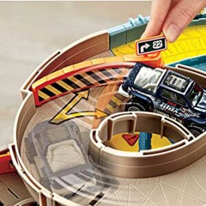 Matchbox Cars Playset, 4-Level Toy Garage & Tow Truck in 1:64 Scale, Kid-Powered Elevator, Car Repair Station & Spiral Ramp