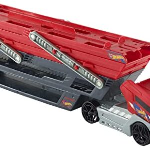 Hot Wheels Playset with Hw MEGA Hauler Toy Truck & 1:64 Scale Car, Stores 50+ Vehicles, Expands to 6 Levels