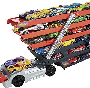 Hot Wheels Playset with Hw MEGA Hauler Toy Truck & 1:64 Scale Car, Stores 50+ Vehicles, Expands to 6 Levels