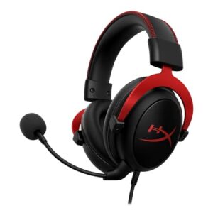 hyperx cloud ii - gaming headset, 7.1 surround sound, memory foam ear pads, durable aluminum frame, detachable microphone, works with pc, ps5, ps4, xbox series x|s, xbox one – red