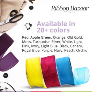 Ribbon Bazaar Sheer Organza Wired Ribbon - 100% Polyester Wire Edged Ribbon for Floral Decor, Table Arrangements, Apparel Embellishment & More - 1-1/2 inch Light Pink 25 Yards