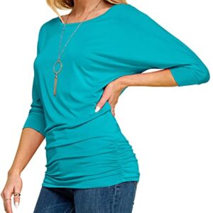 Made By Johnny MBJ WT822 Womens 3/4 Sleeve with Drape Top XXL Jade