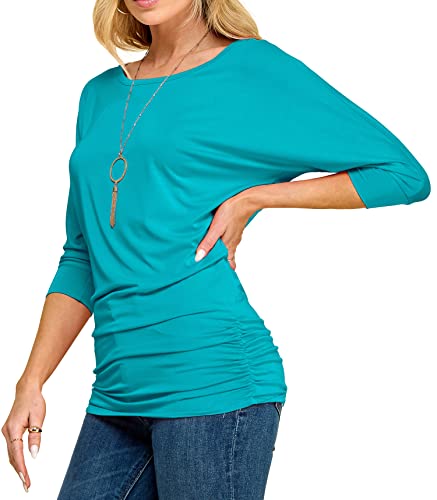 Made By Johnny MBJ WT822 Womens 3/4 Sleeve with Drape Top XXL Jade