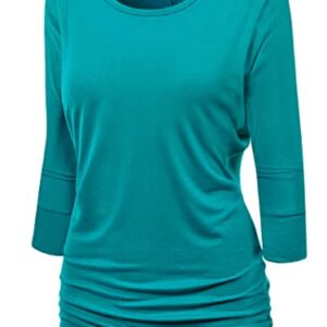 Made By Johnny MBJ WT822 Womens 3/4 Sleeve with Drape Top XXL Jade