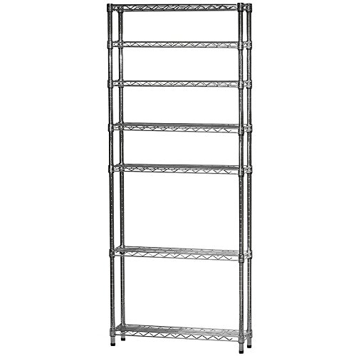 Shelving Inc. 8" d x 18" w x 84" h Chrome Wire Shelving with 7 Shelves