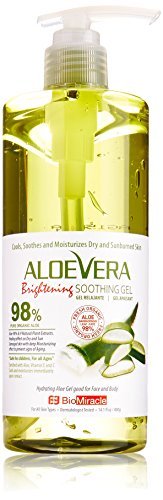 BioMiracle Aloe Vera Brightening and Soothing Gel, 1 Pump Bottle, with 9 Natural Plant Extracts, for Deep Hydration and Anti-Aging Benefits