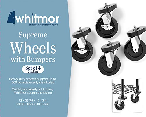 Whitmor Wheels for Whitmor Supreme Shelving Units - Heavy Duty Supports Up To 500 Pounds (Set of 4)