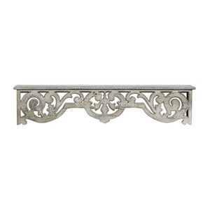 deco 79 wood floral 1 shelf wall shelf, 48" x 8" x 10", white