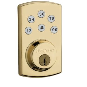 Kwikset Powerbolt Keyless Electronic Door Lock 5-Button Keypad, With Keyed Entry Deadbolt, Featuring SmartKey Security Re-Key Technology in Polished Brass