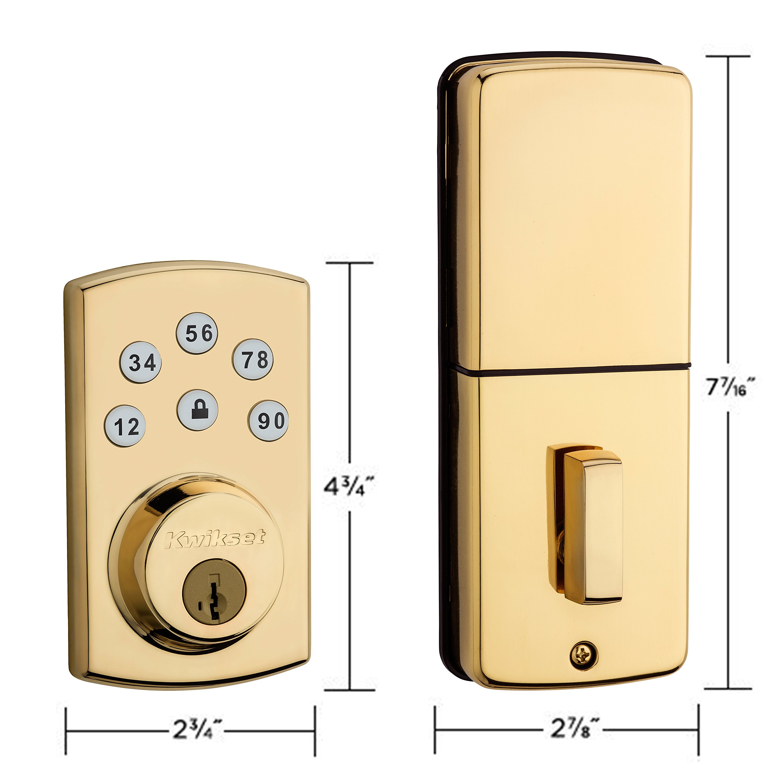 Kwikset Powerbolt Keyless Electronic Door Lock 5-Button Keypad, With Keyed Entry Deadbolt, Featuring SmartKey Security Re-Key Technology in Polished Brass