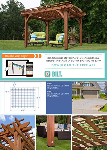 Backyard Discovery 12' by 10' Cedar Wood Pergola, Wind Secure, Strong, Quality Made, Rot Resistant, Concrete Anchors, Spacious for Outdoor Patio, Deck