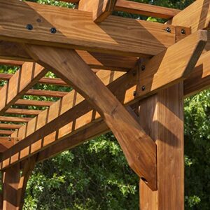 Backyard Discovery 12' by 10' Cedar Wood Pergola, Wind Secure, Strong, Quality Made, Rot Resistant, Concrete Anchors, Spacious for Outdoor Patio, Deck