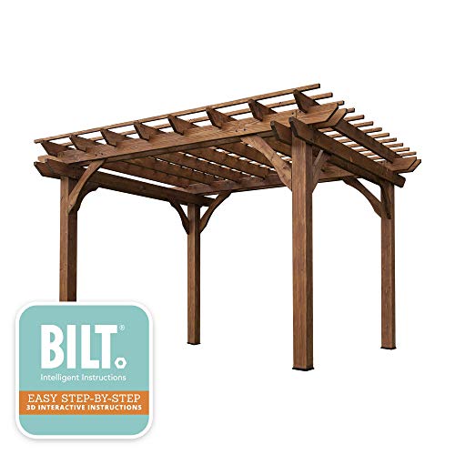 Backyard Discovery 12' by 10' Cedar Wood Pergola, Wind Secure, Strong, Quality Made, Rot Resistant, Concrete Anchors, Spacious for Outdoor Patio, Deck