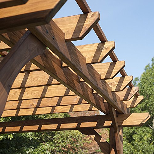 Backyard Discovery 12' by 10' Cedar Wood Pergola, Wind Secure, Strong, Quality Made, Rot Resistant, Concrete Anchors, Spacious for Outdoor Patio, Deck