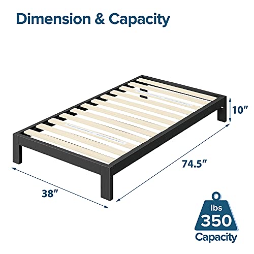 ZINUS Arnav Metal Platform Bed Frame / Wood Slat Support / No Box Spring Needed / Easy Assembly, Black, Twin