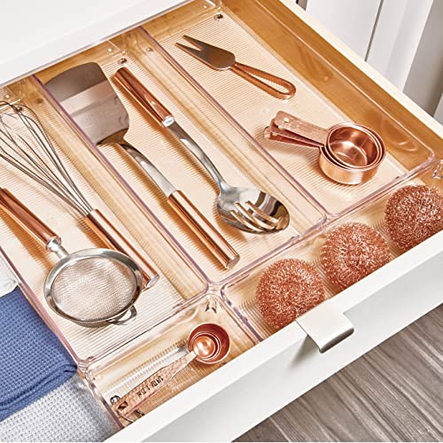 iDesign Linus Plastic Kitchen Drawer Organizer for Silverware, Spatulas, Cutlery, Gadgets, Office Supplies, Cosmetics, Set of 2, Clear