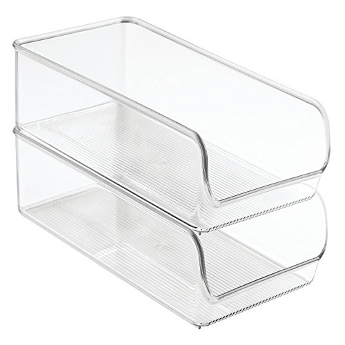 iDesign Linus Plastic Fridge and Freezer Storage Organizer Bin, Clear Container for Food, Drinks, Produce Organization, BPA-Free , 11" x 5.5" x 3.5", Set of 2, Clear