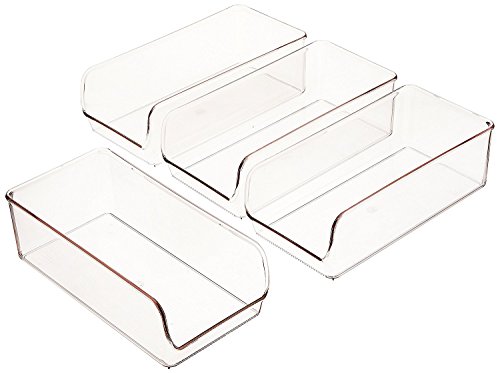 iDesign Linus Plastic Fridge and Freezer Storage Organizer Bin, Clear Container for Food, Drinks, Produce Organization, BPA-Free , 11" x 5.5" x 3.5", Set of 2, Clear