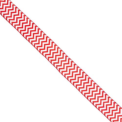 Morex Ribbon Wired Peppermint Chevron Polyester Ribbon, 2-1/2"/50 yd, Red/White