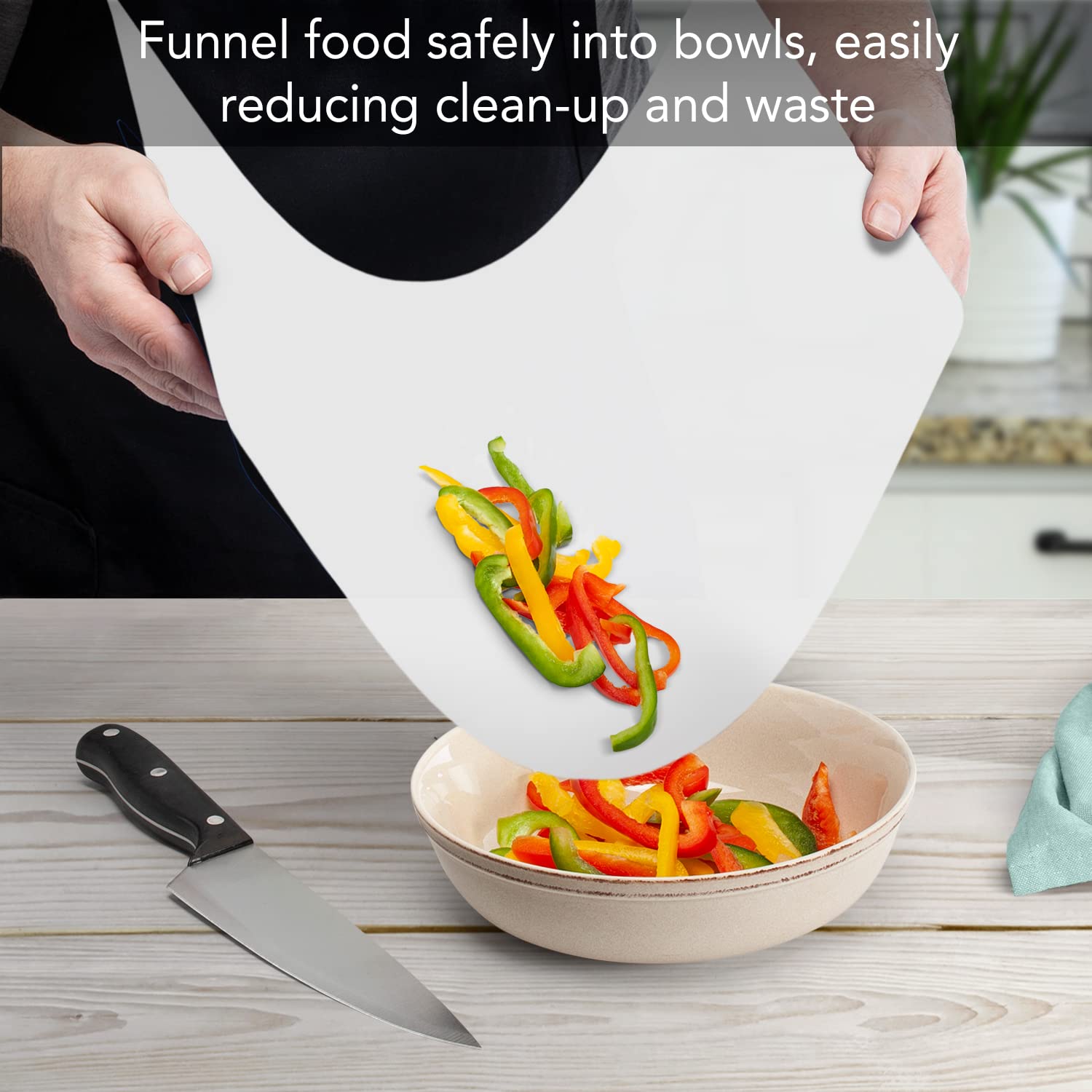 Cut N' Funnel Large Food Service Grade Heavy Gauge Flexible Plastic Cutting Board Mat 1 Pack Made in the USA BPA Free Dishwasher Safe